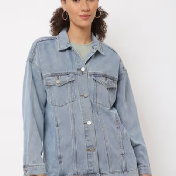 Missguided | Jackets & Coats | Oversized Ash Denim Jacket Recycledblue ...